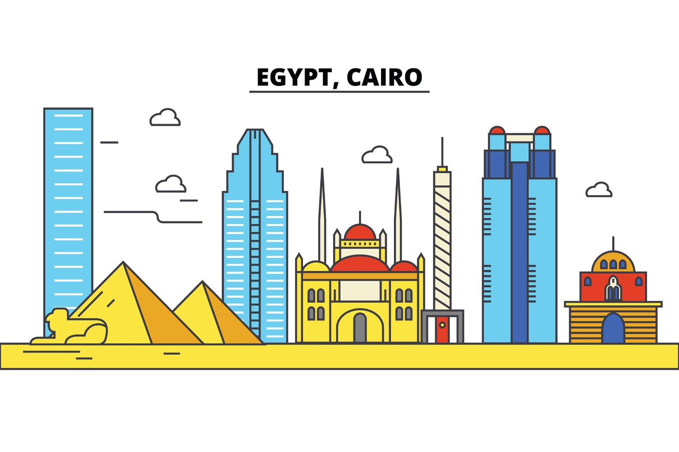 Egypt, Cairo. City skyline: architecture, buildings, streets ...