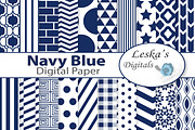 Navy Blue Digital Paper, a Pattern Graphic by Leska's Digitals
