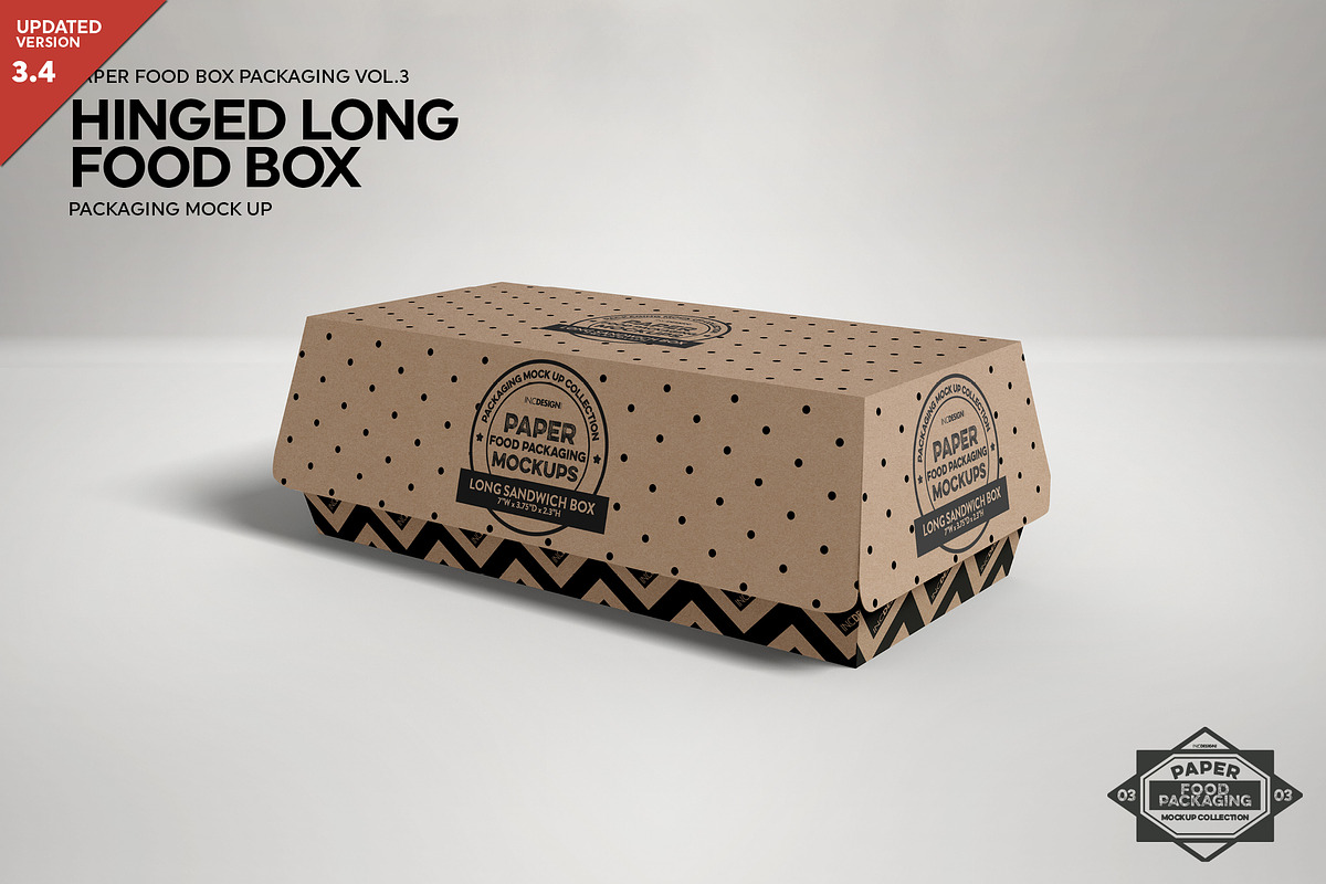 Hinged Long Sandwich Box Mockup, a Cups & Container Mockup by INCDesign