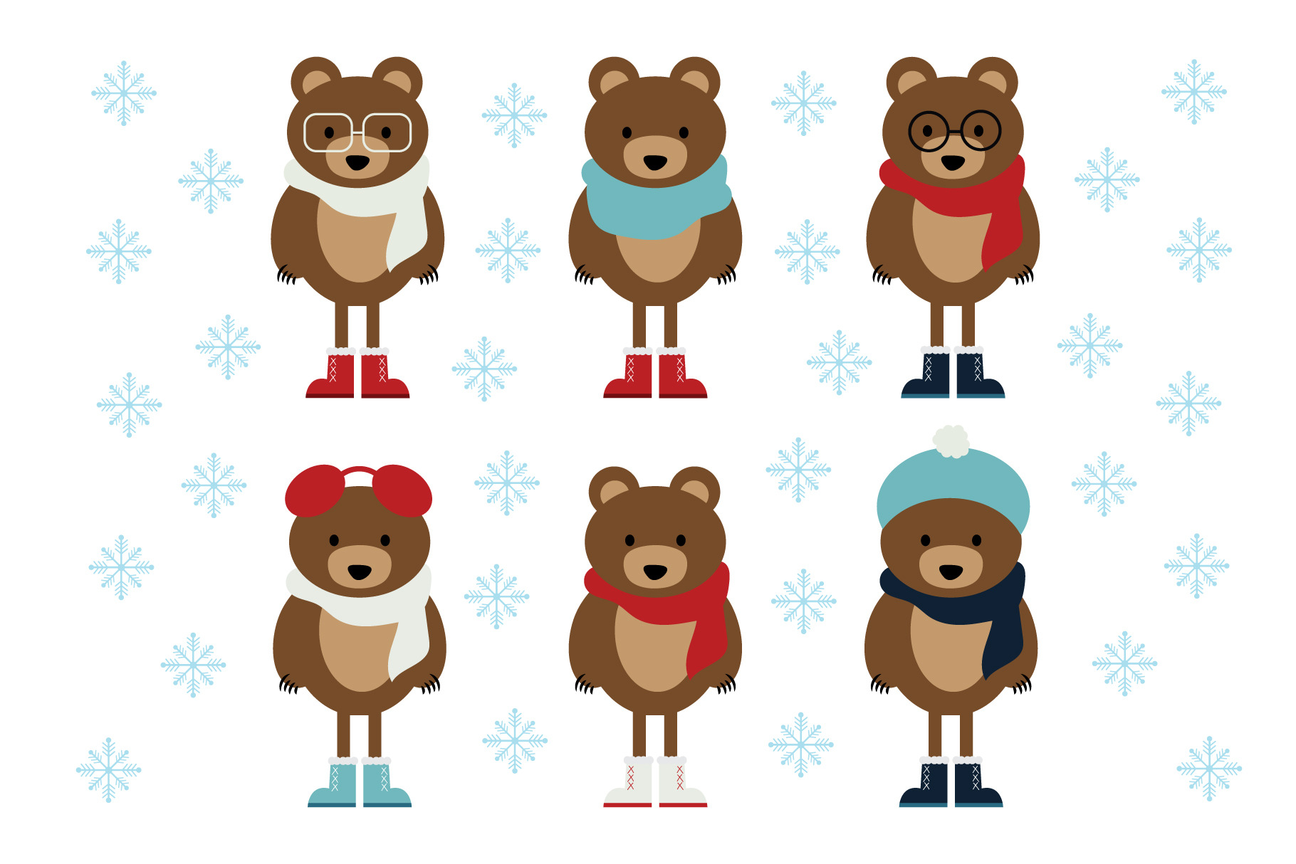 Winter Bears Clip Art Set, an Animal Illustration by Running With Foxes
