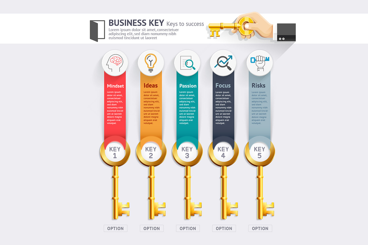 Business Key Concept Infographics, a Presentation Template by Graphixmania