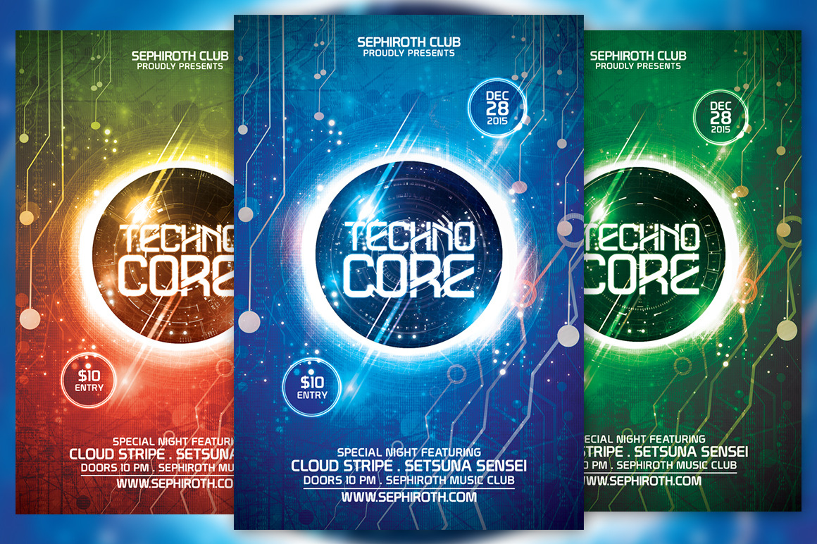 Techno Core Flyer, a Flyer Template by KiraYamato Design Studio