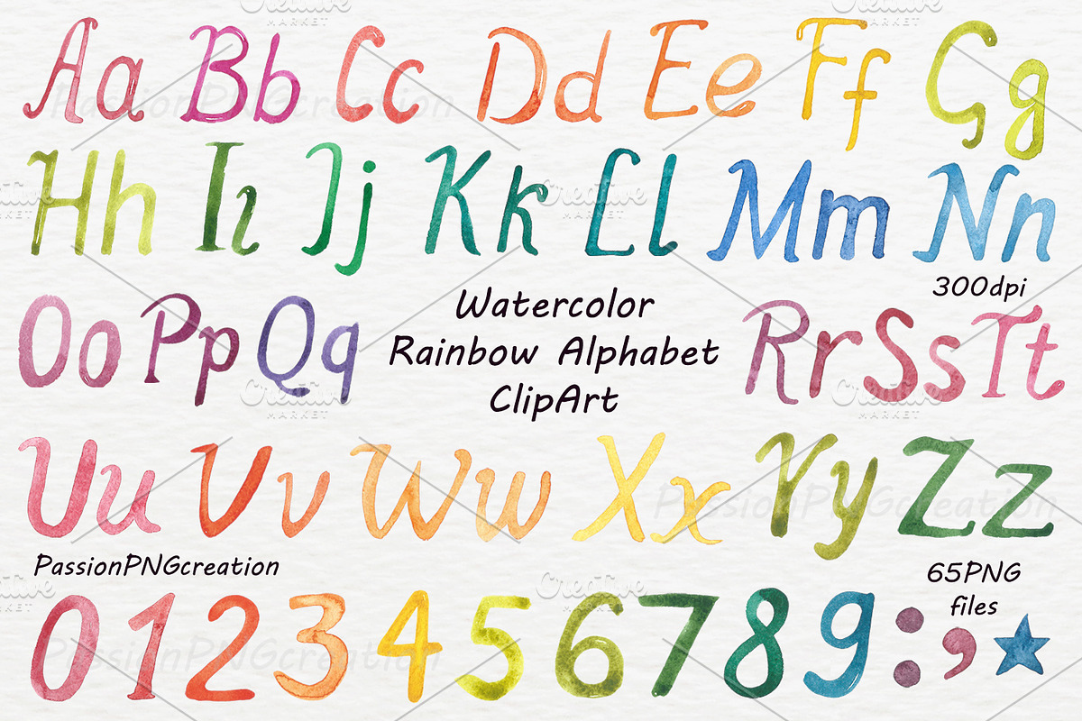 Watercolor Alphabet ClipArt, an Illustration by PassionPNGcreation