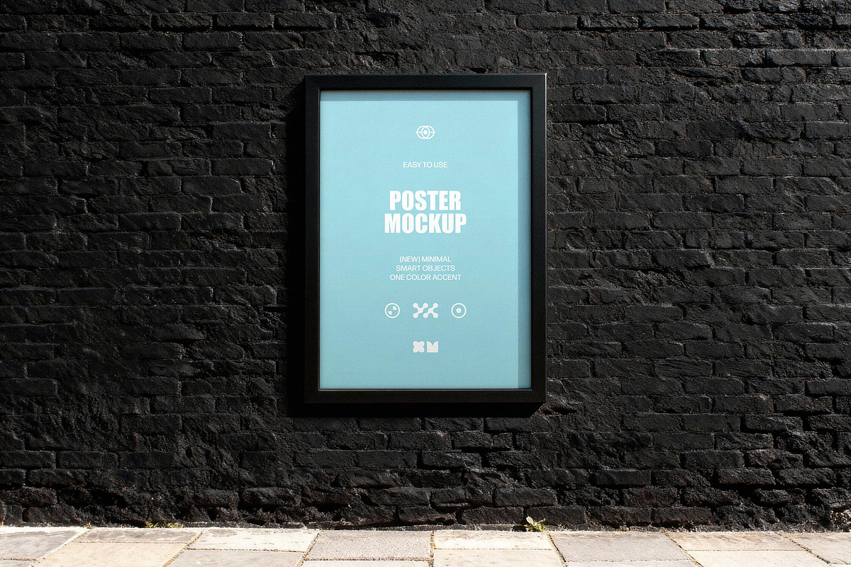 Black Brick Wall Poster Mockup, an Advertising Mockup by Design Squad