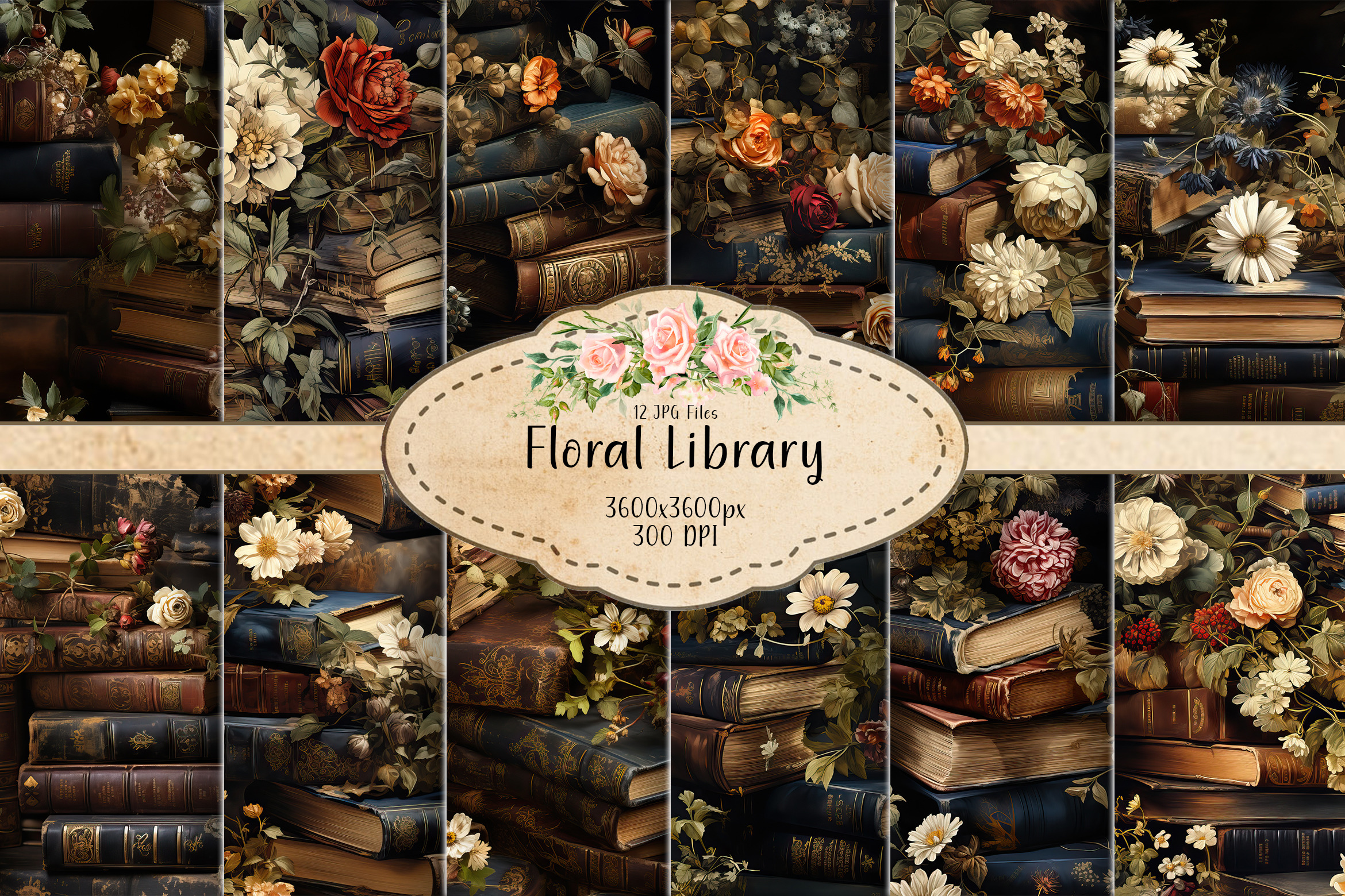 Vintage Floral Library | Creative Market