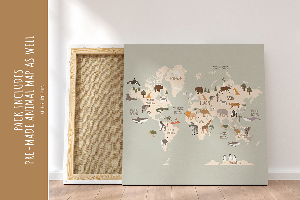 Animal World Map Creator, an Education Illustration by Purple