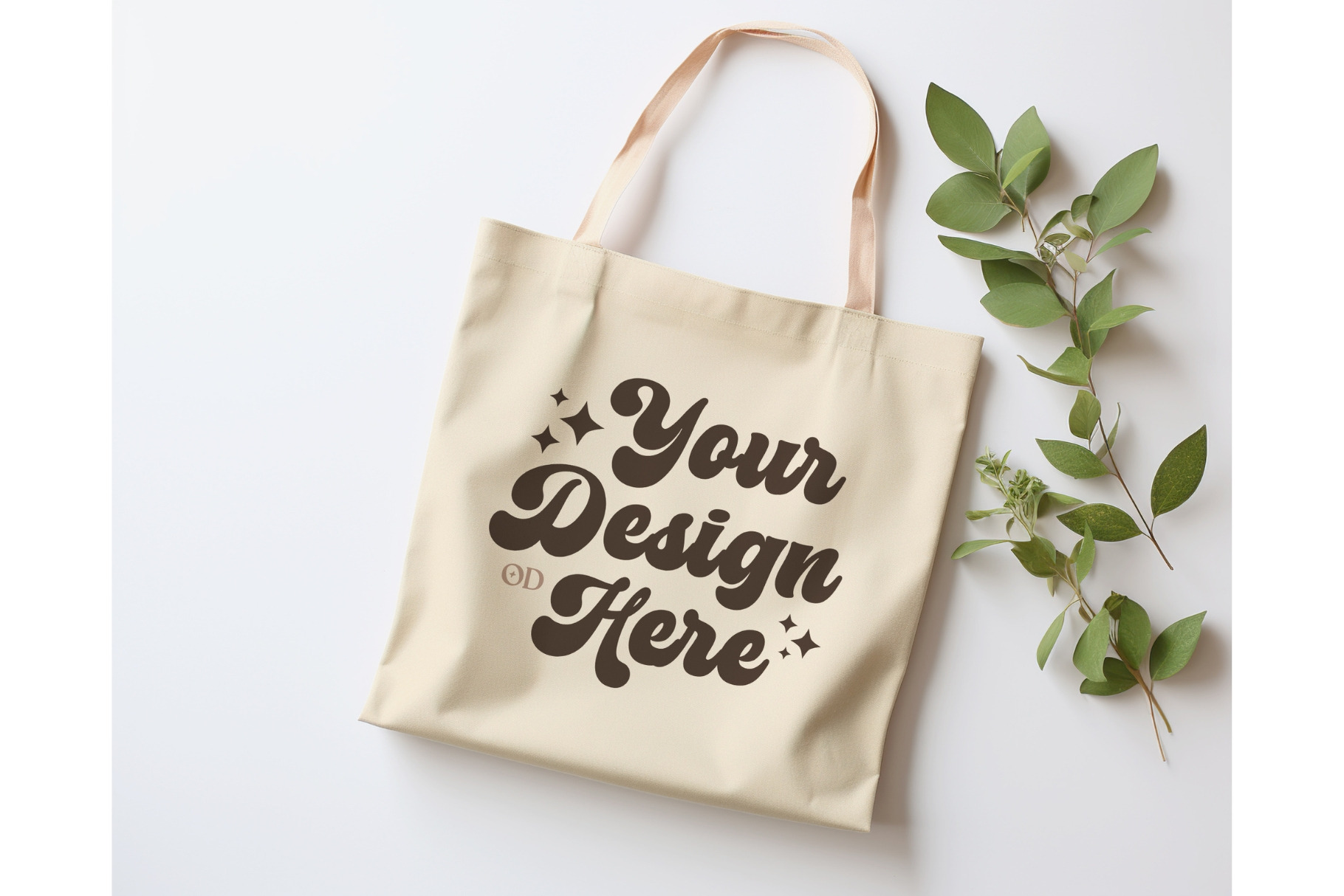 Natural Tote Bag Mockup, Flat Lay