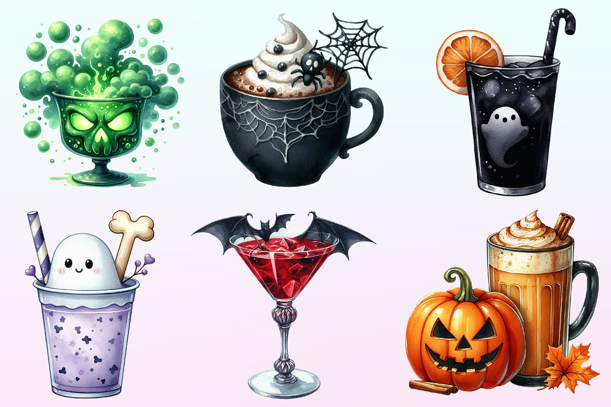 Halloween Drinks Clipart, a Graphic by CitraGraphics