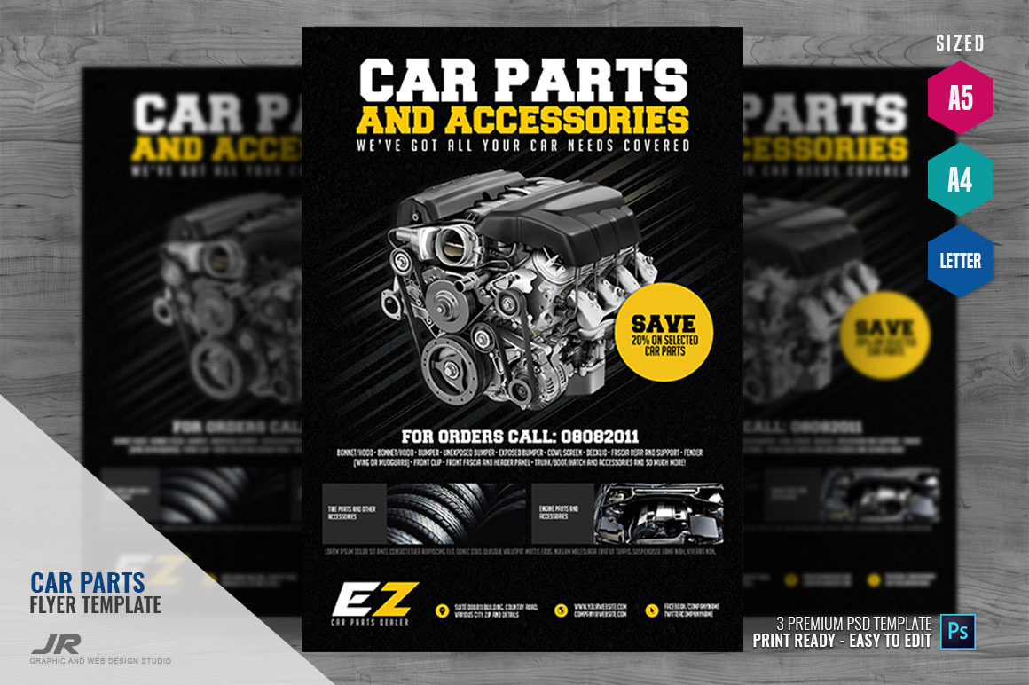 Car Parts and Accessories Flyer, a Flyer Template by PSDPixel