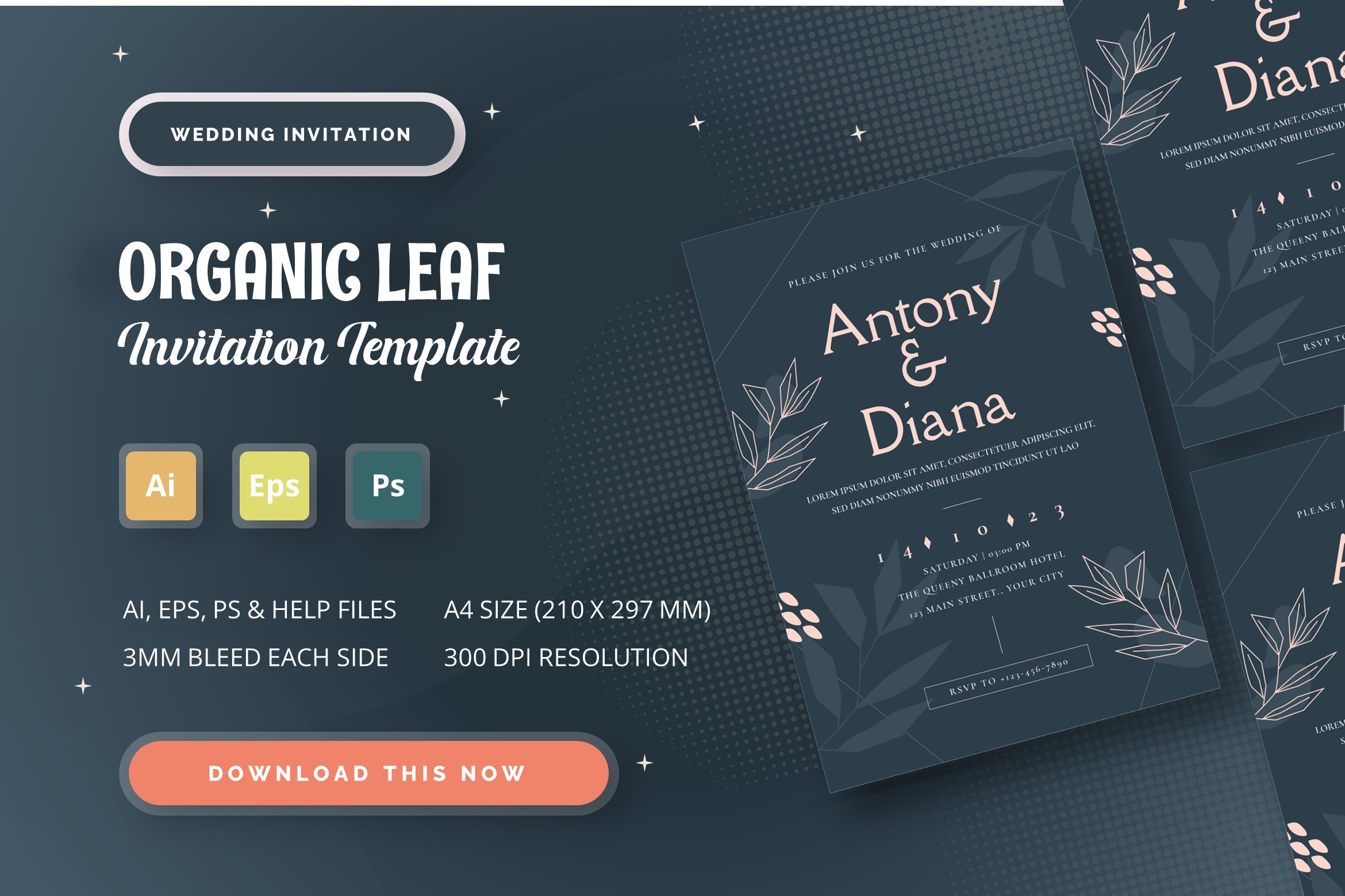 Organic Leaf - Wedding Invitation, an Invitation Template by ...