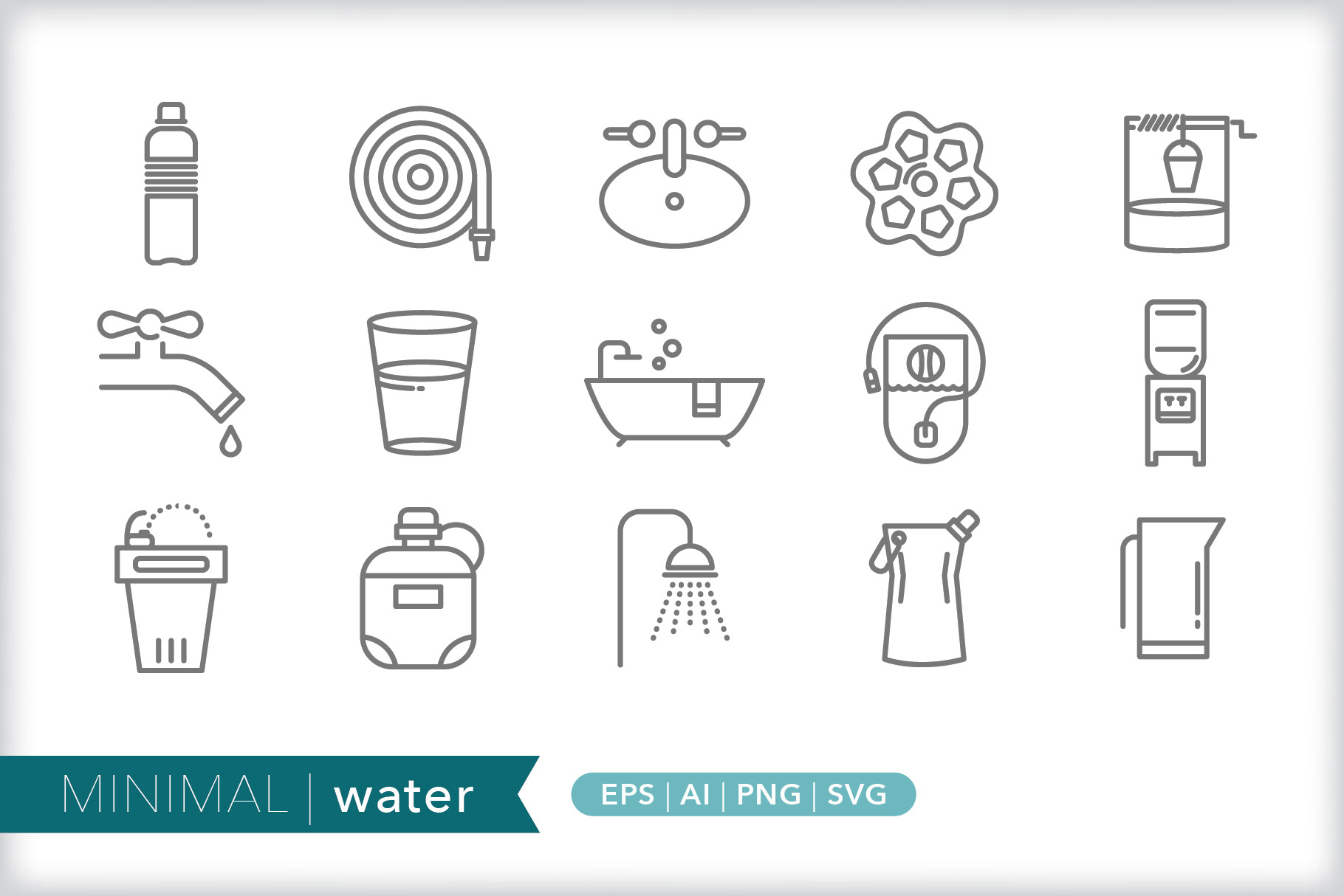 MInimal water icons, an Outline Icon by Picture Window