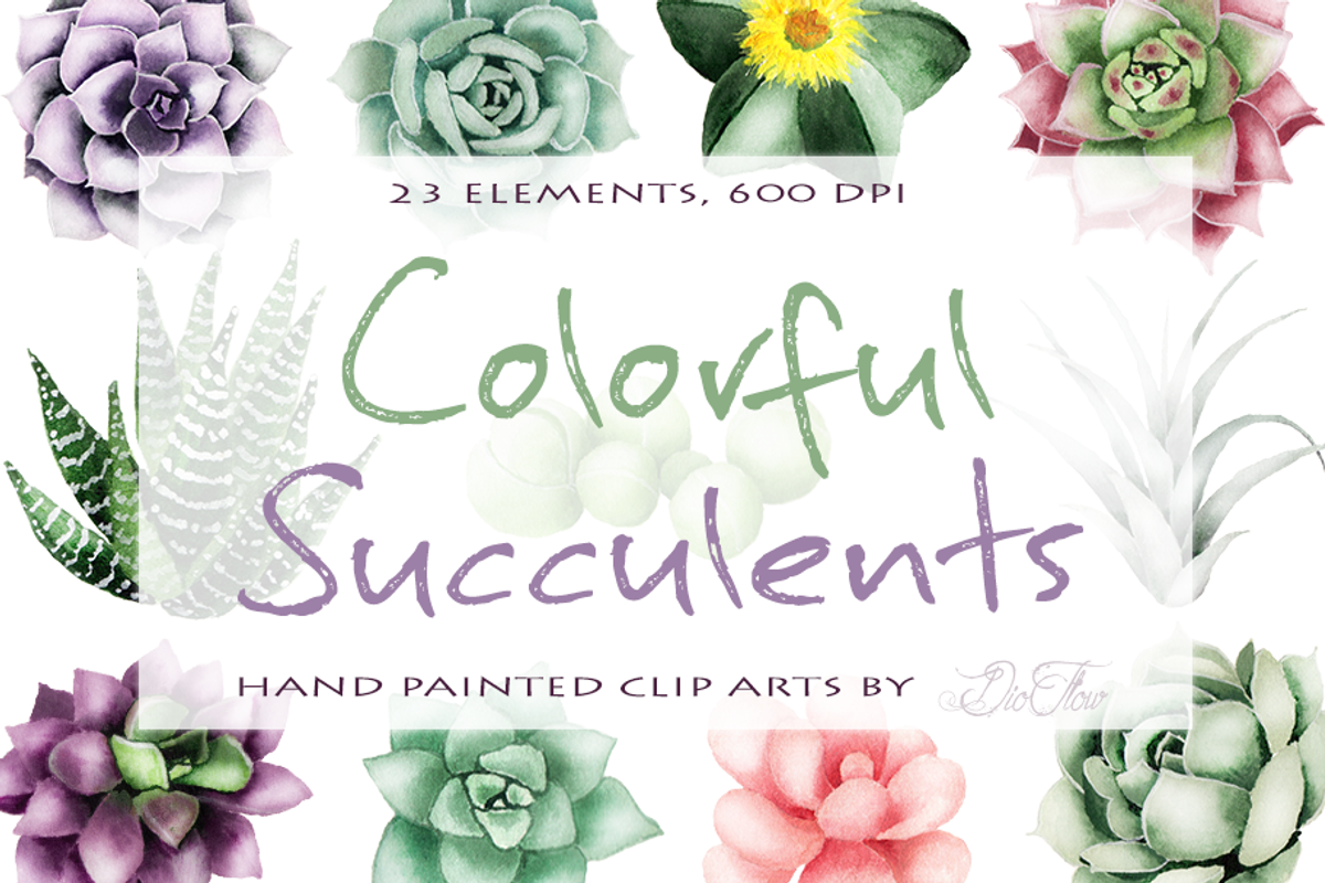 Succulent Watercolor Clipart, a Decorative Illustration by DioFlow ...