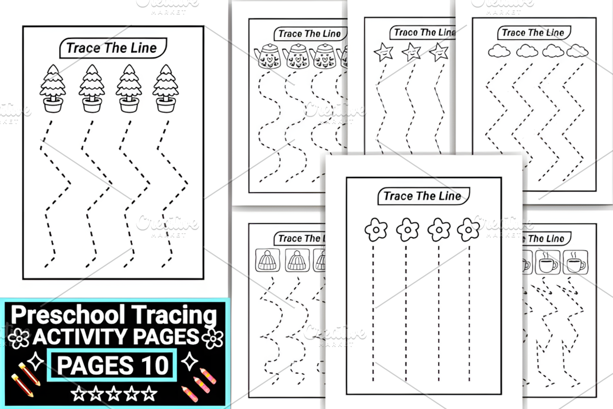 Preschool Tracing Worksheets Activit, a Graphic by Ink Gallery
