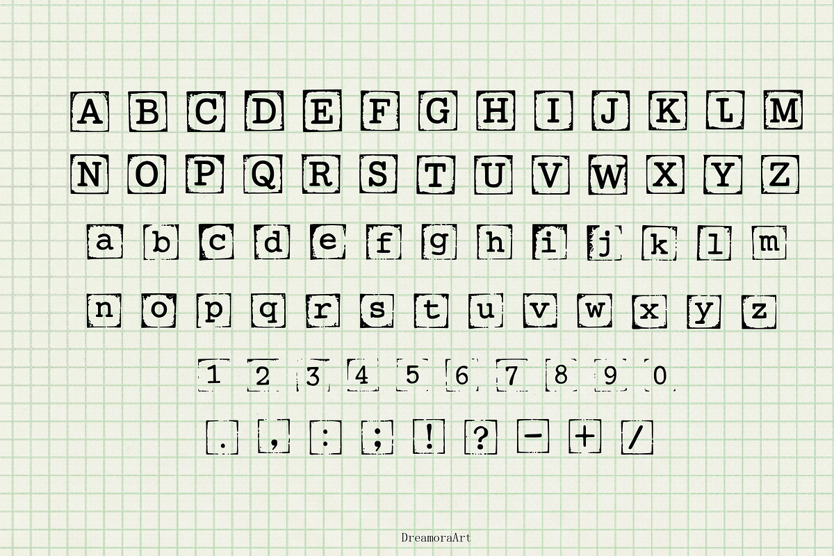 Rough - Vintage Typewriter Alphabet, a Sans Serif Font by DreamoraArt