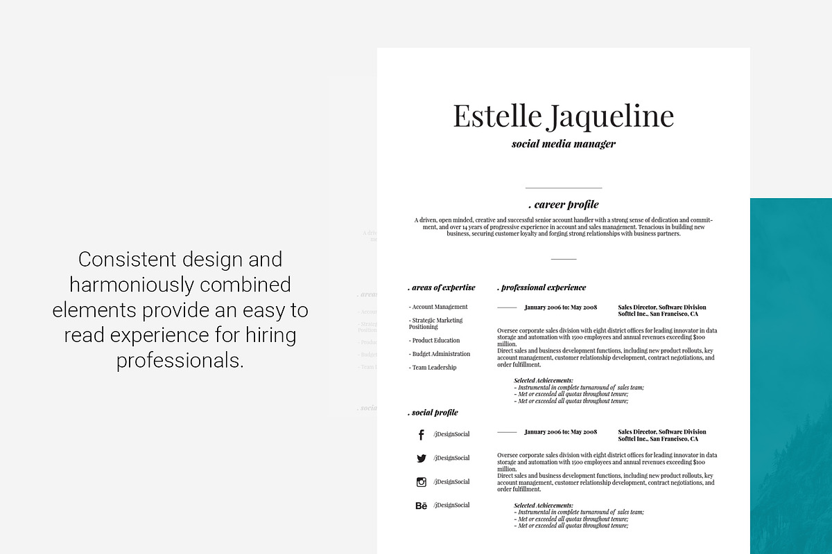 Resume Template Estelle, a Resume Template by arte grafica