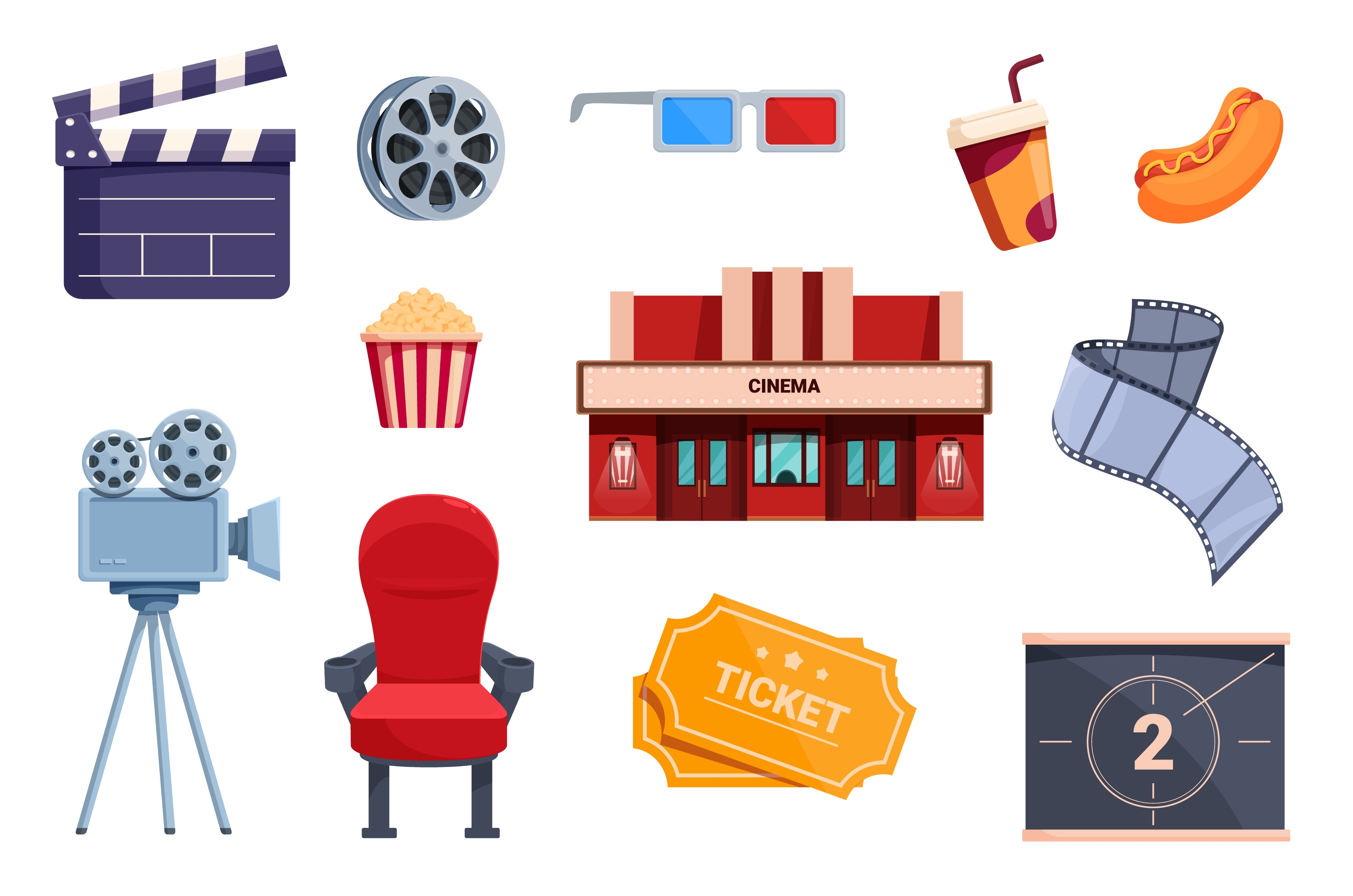 Isolated cinema elements. Cartoon, a Technology Illustration by Valerie ...