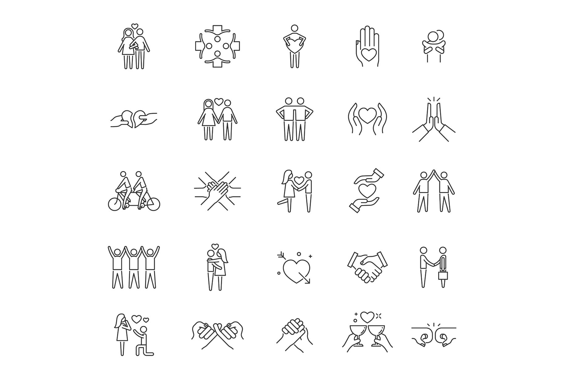 Friendship icons. Respect community | Graphics ~ Creative Market