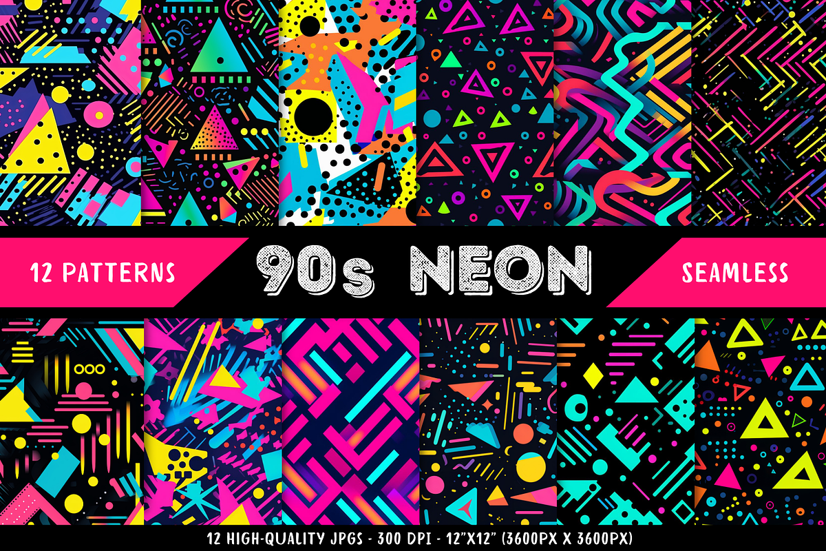 90s Neon Seamless Digital Paper