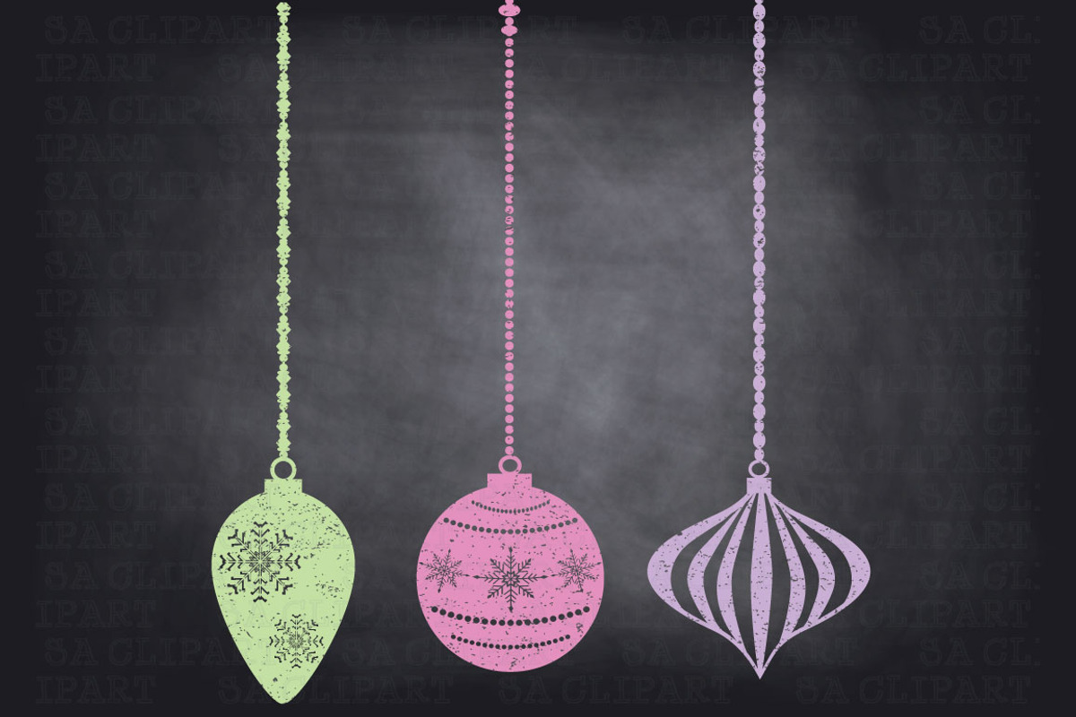 Chalkboard ChristmasOrnamentsClipArt, a Decorative Illustration by SA ...