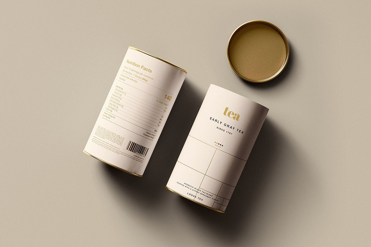 Cylinder Tea Tin Mockup, a Packaging Mockup by Graphic Pear