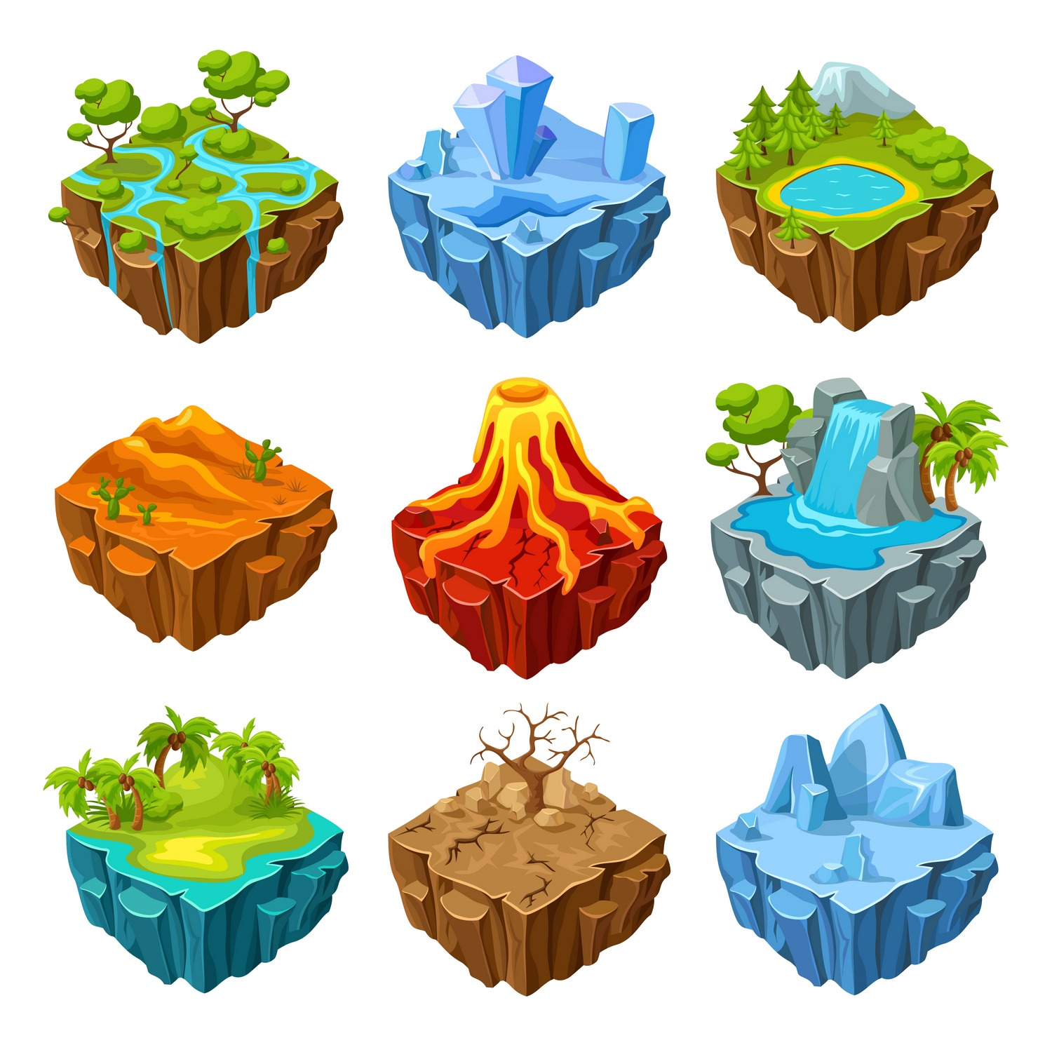 Computer Game Islands Isometric Set, a Decorative Illustration by ...