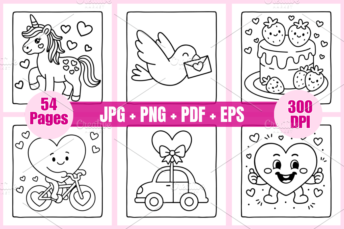 Valentine's Day Coloring Pages, a Seasonal Illustration by Daisy Doodle