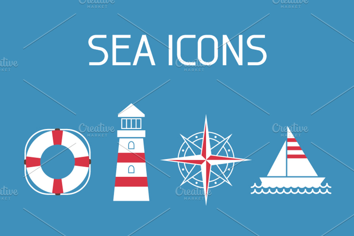 12 Sea Icons, an Icon by Paper Cards