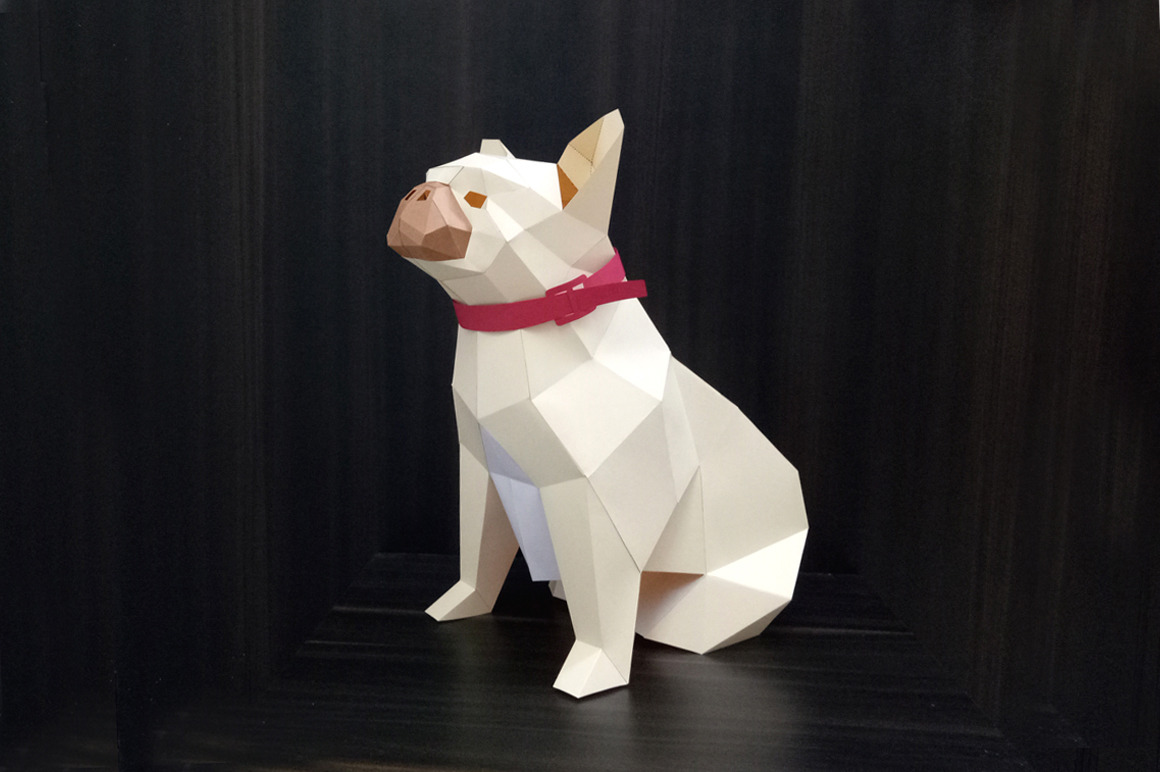 DIY French Bulldog - 3d papercraft, a Templates & Theme by PAPER amaze