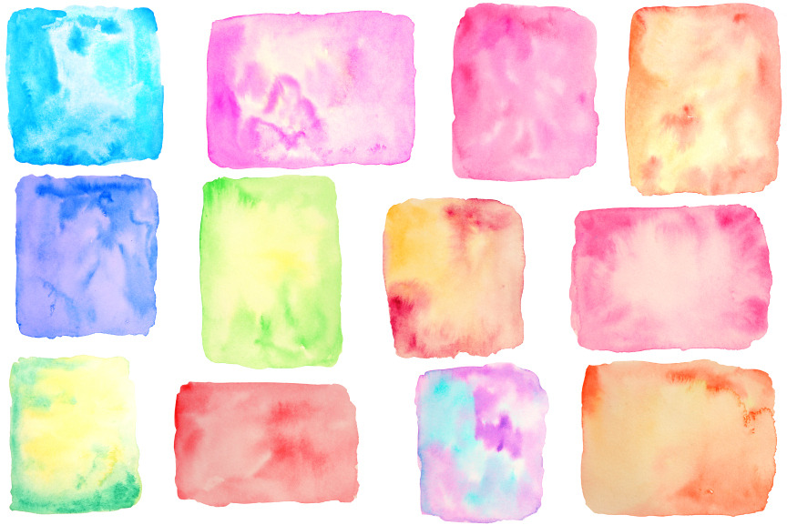 Watercolor Square & Rectangle Shapes | Graphic Objects ~ Creative Market