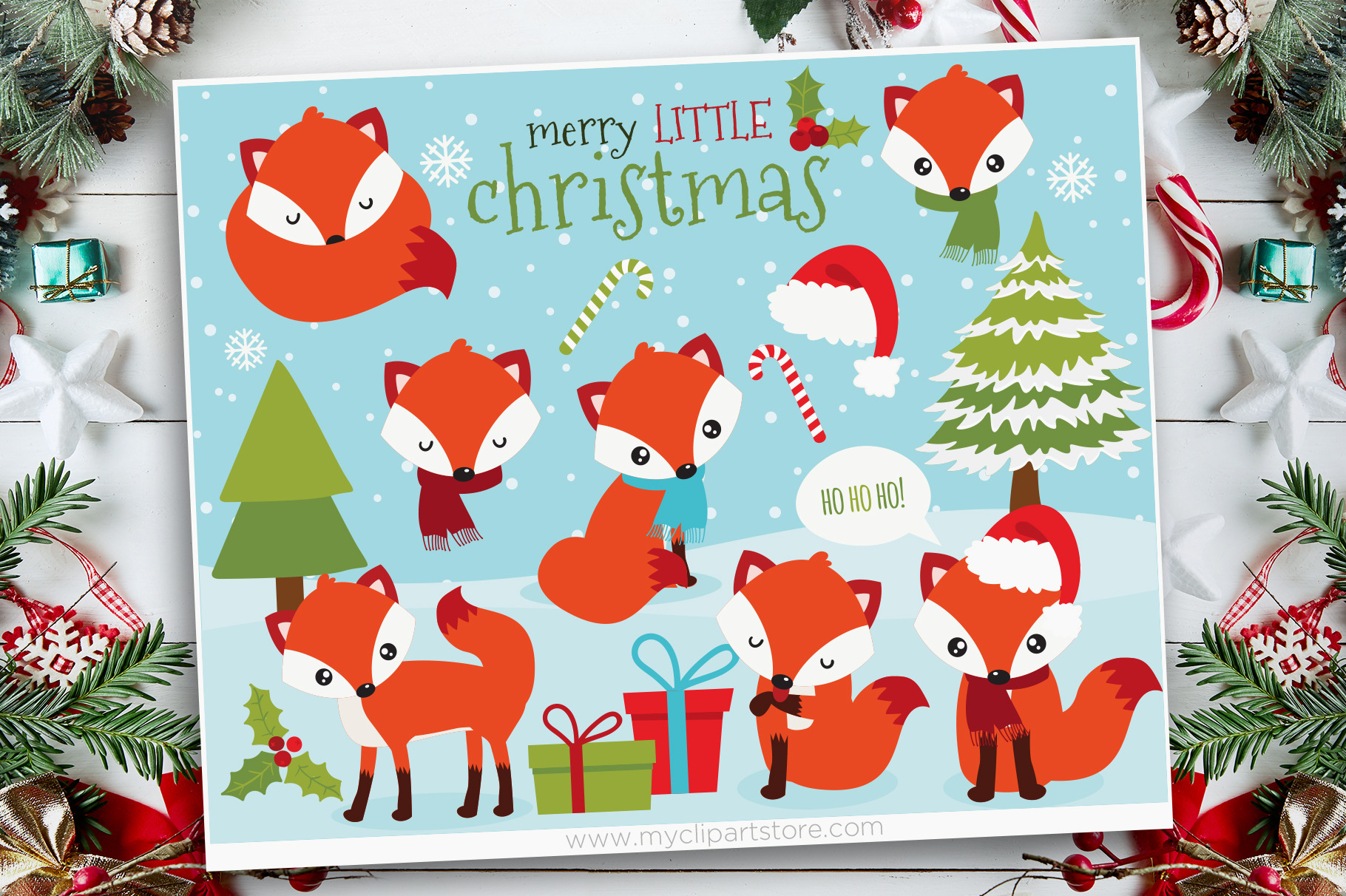 Red Christmas Fox Vector Clipart SVG, an Illustration by MyClipArtStore