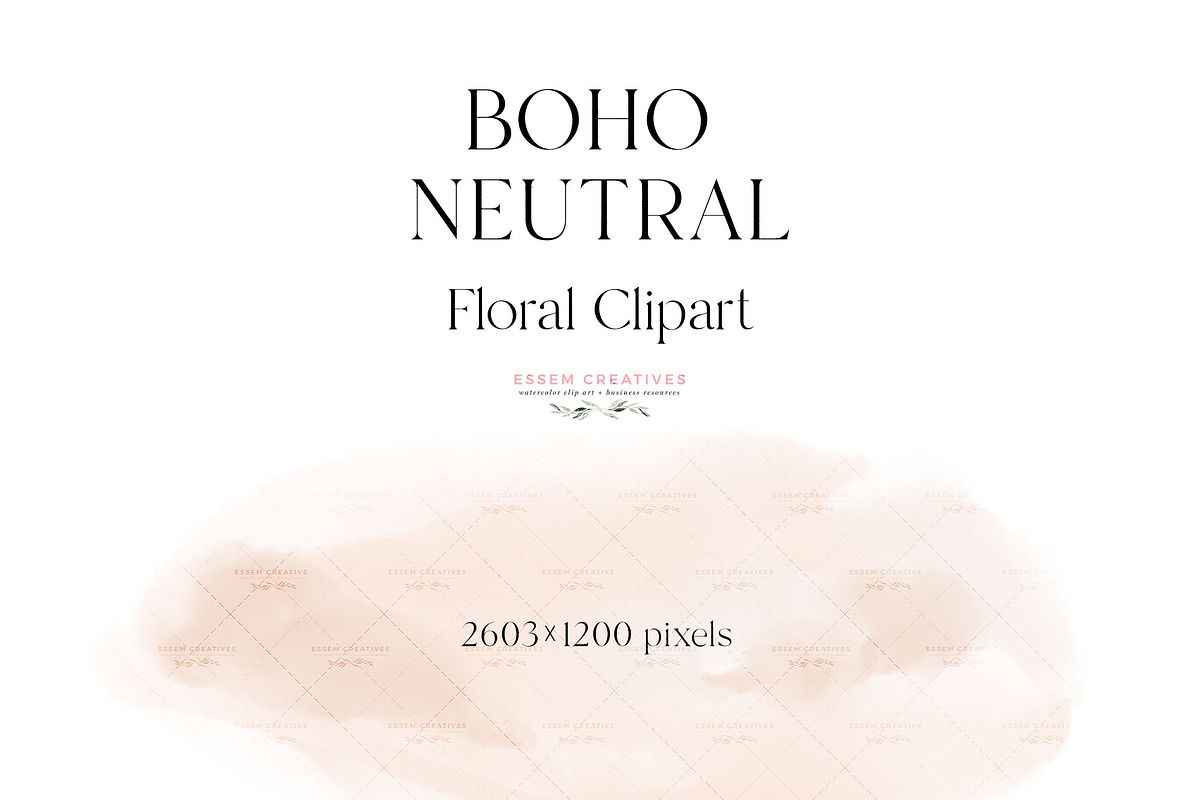 Boho Neutral Watercolor Floral PNG, an Illustration by Essem Creatives