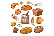 Cartoon bread, fresh bakery product, a Background Graphic by Valerie Bodnar