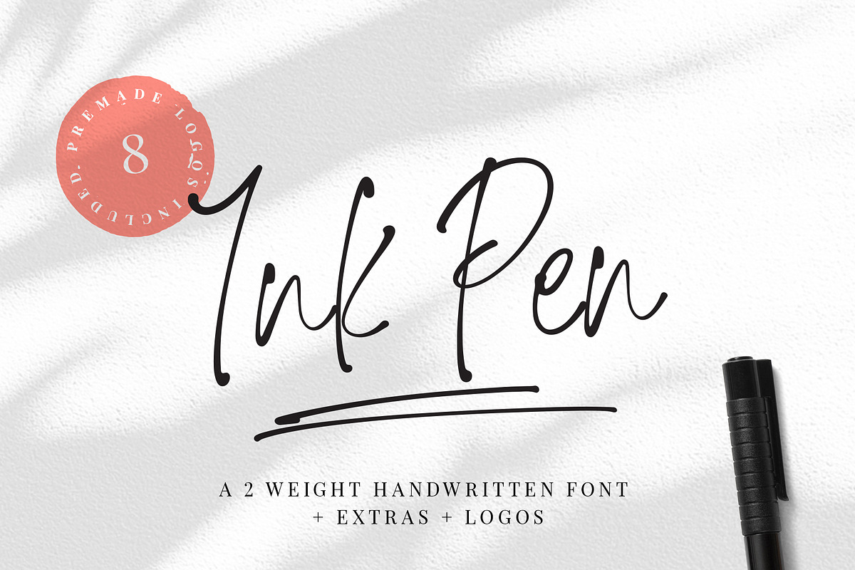 Ink Pen Handwritten Font & Logos, a Script Font by VladCristea
