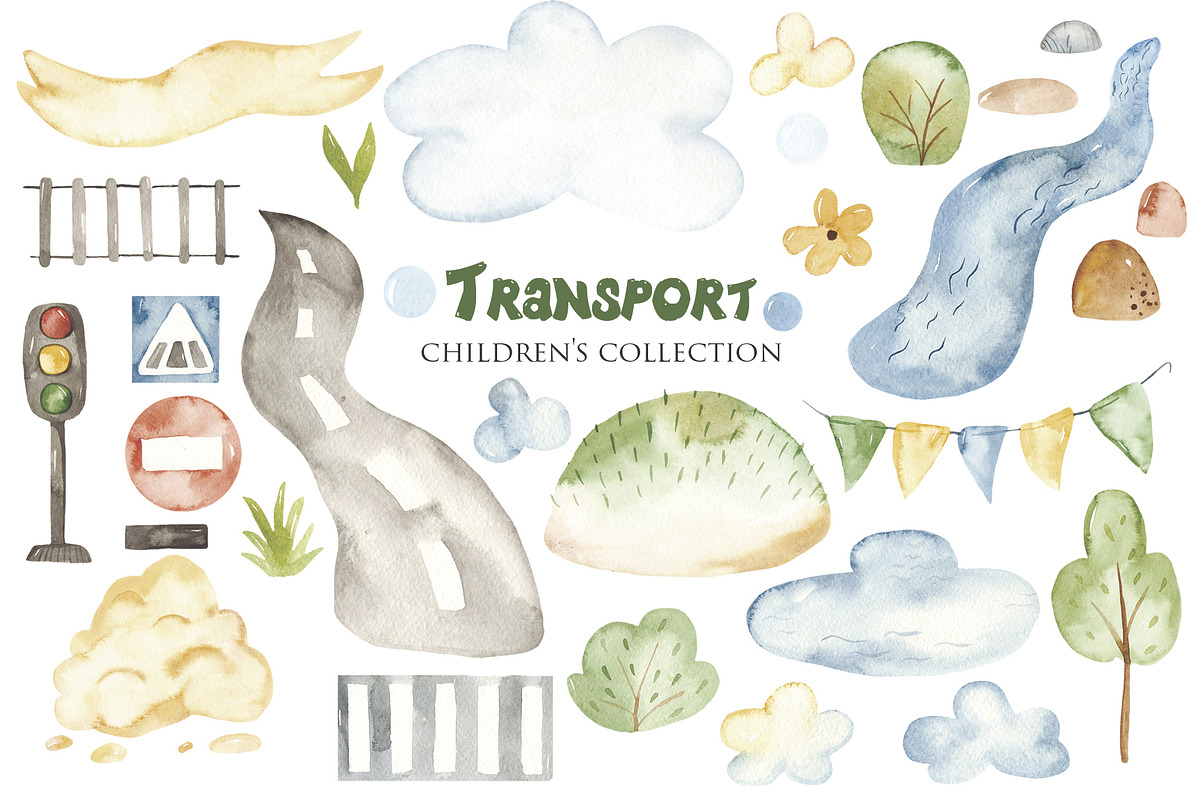 Urban Transport Watercolor, a Transportation Illustration by Marina ...