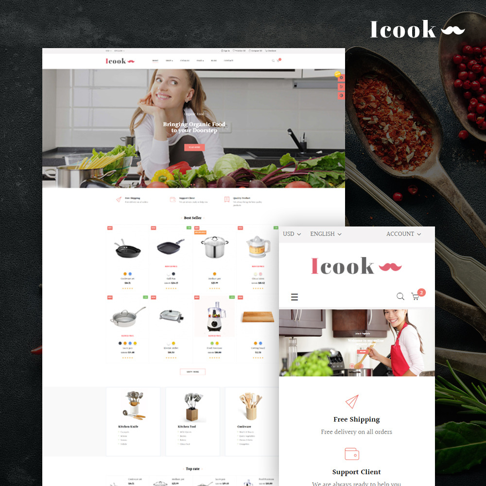 LEO ICOOK - KITCHEN TOOL, COOKWARE,, a Bootstrap Template by LeoTheme ...