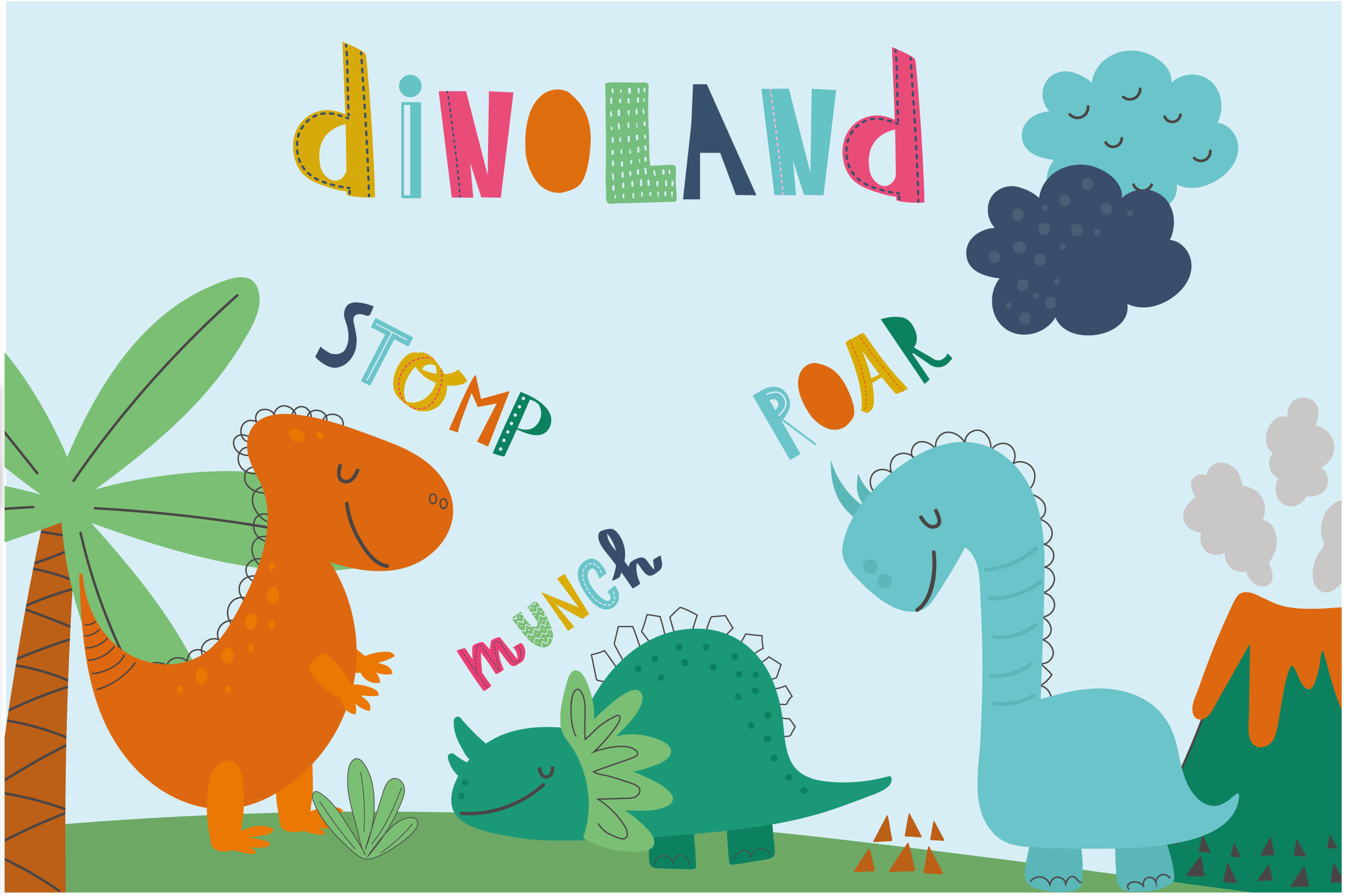 Dinoland, an Animal Illustration by Poppymoondesign