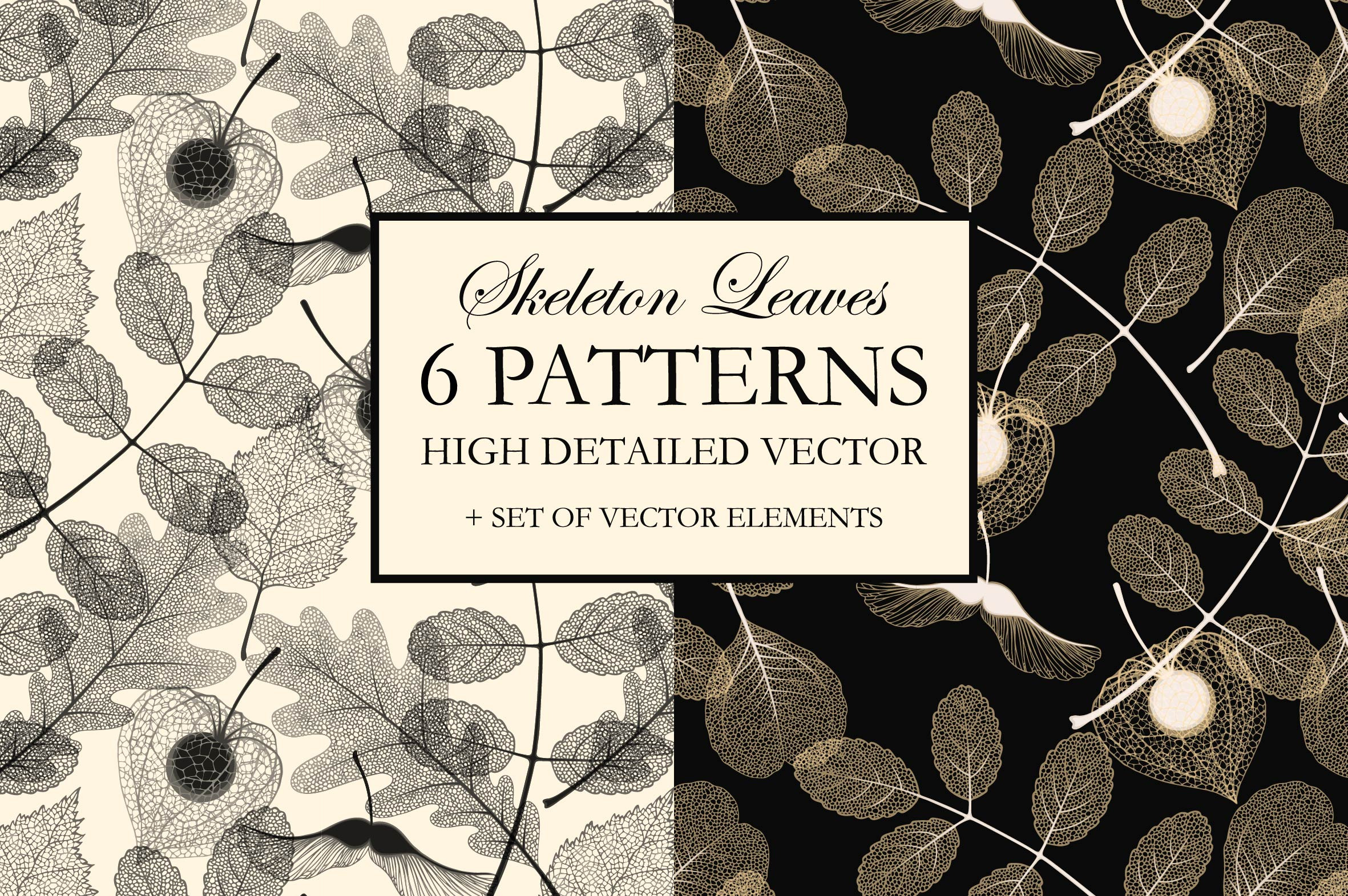 Skeleton Leaves Patterns, a Pattern Graphic by GreyLilac