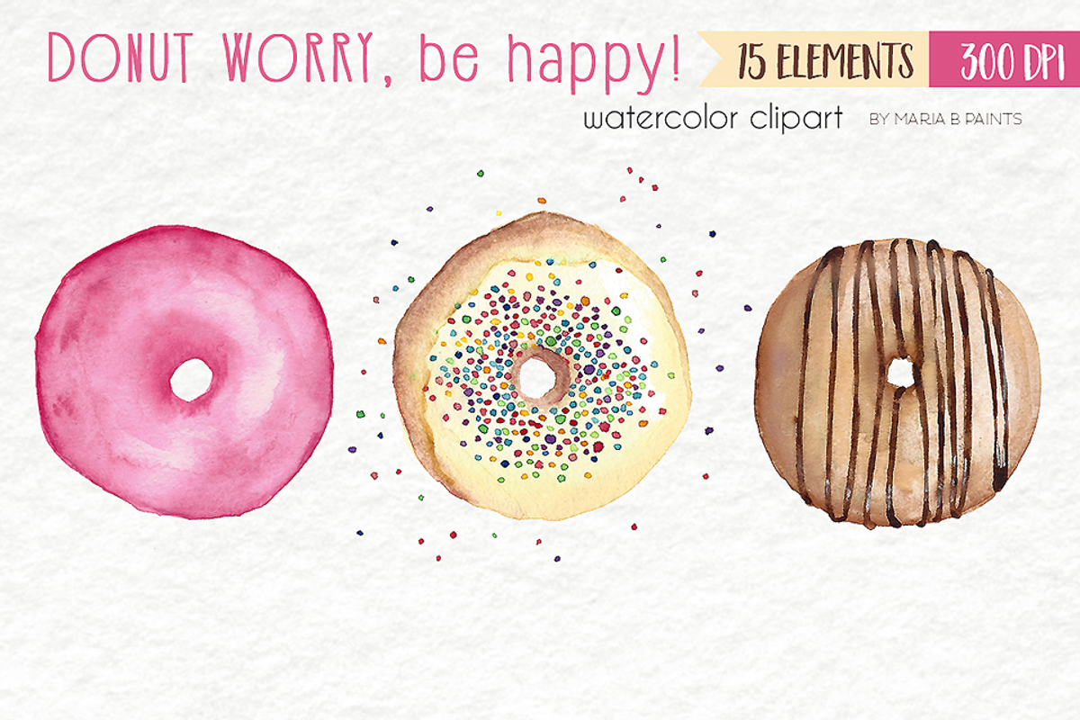 Donuts & Sprinkles Clipart Set, an Illustration by Maria B. Paints