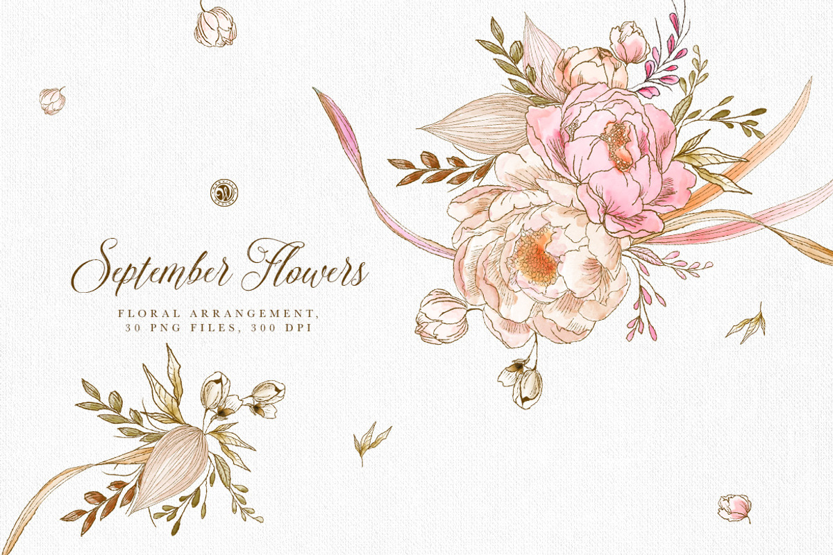 September Flowers, a Decorative Illustration by Webvilla Studio