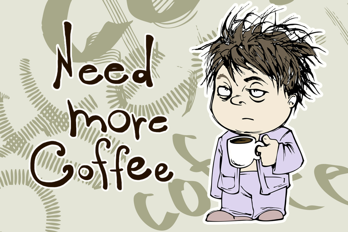 Sleepy person with a coffee, a Food Illustration by Alyks | Creative Market