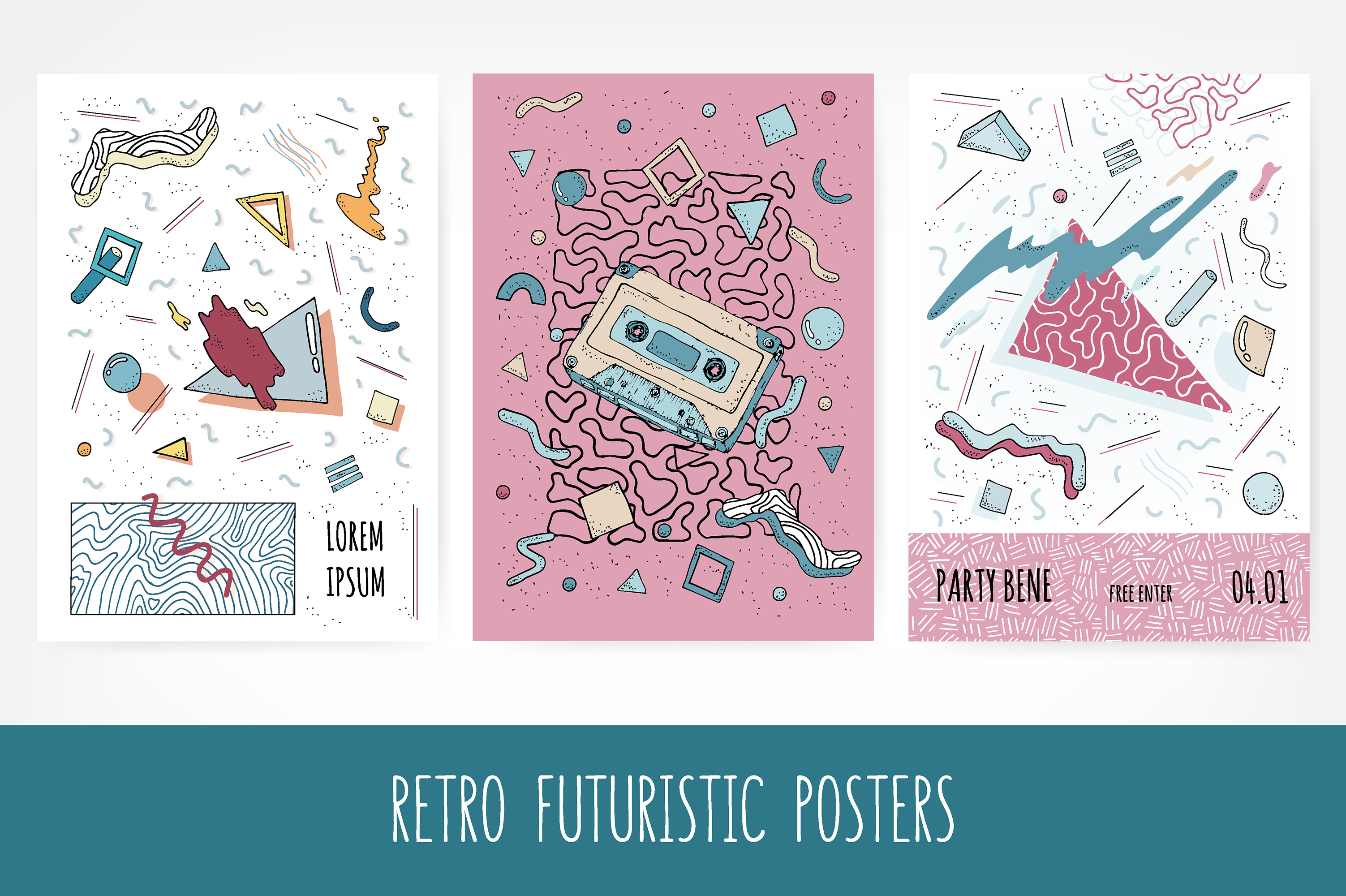 Retro abstract posters, a Decorative Illustration by Good Studio ...