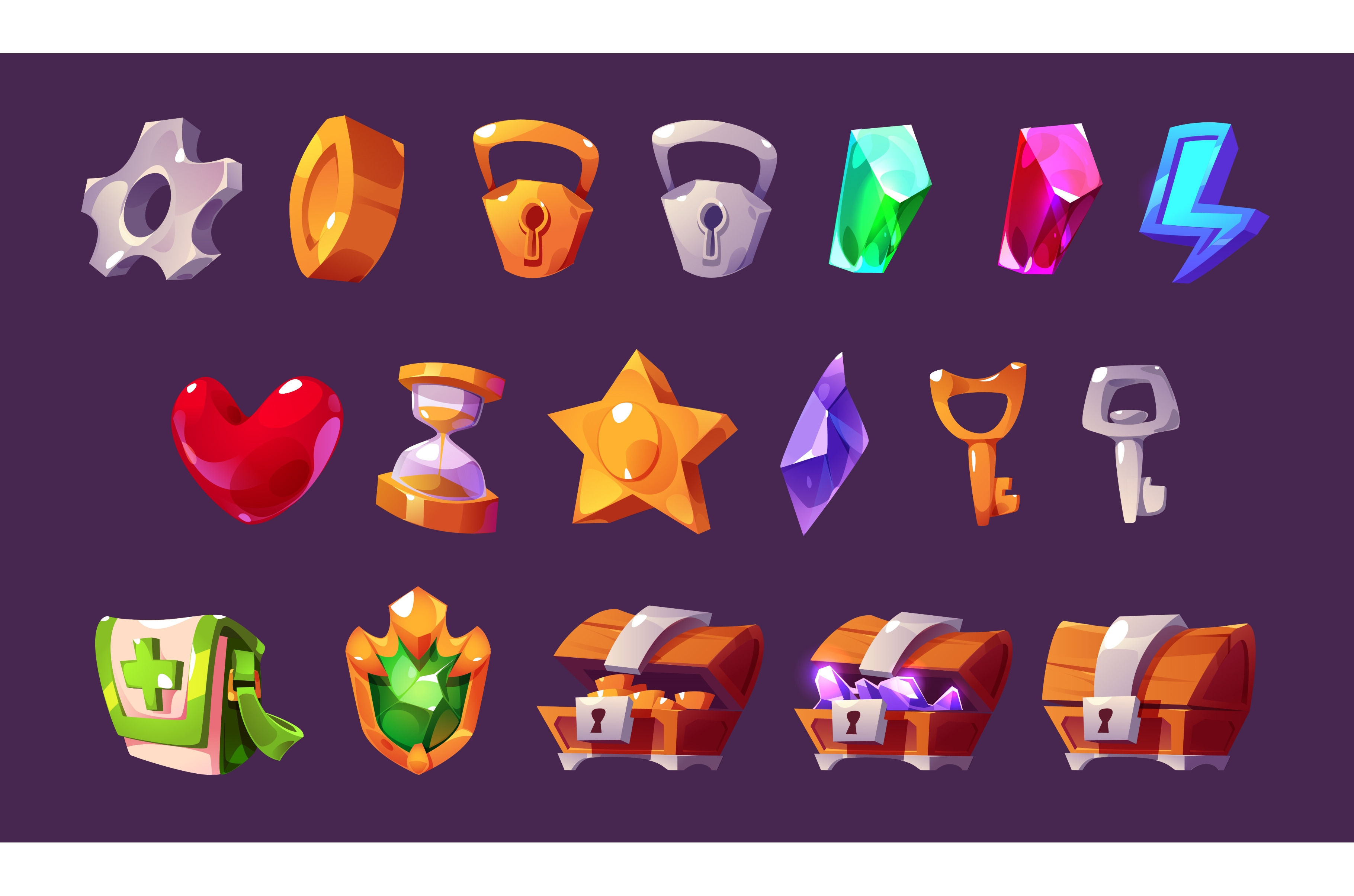 Game icon kit - cartoon vector gui, an Object Illustration by art PVP ...