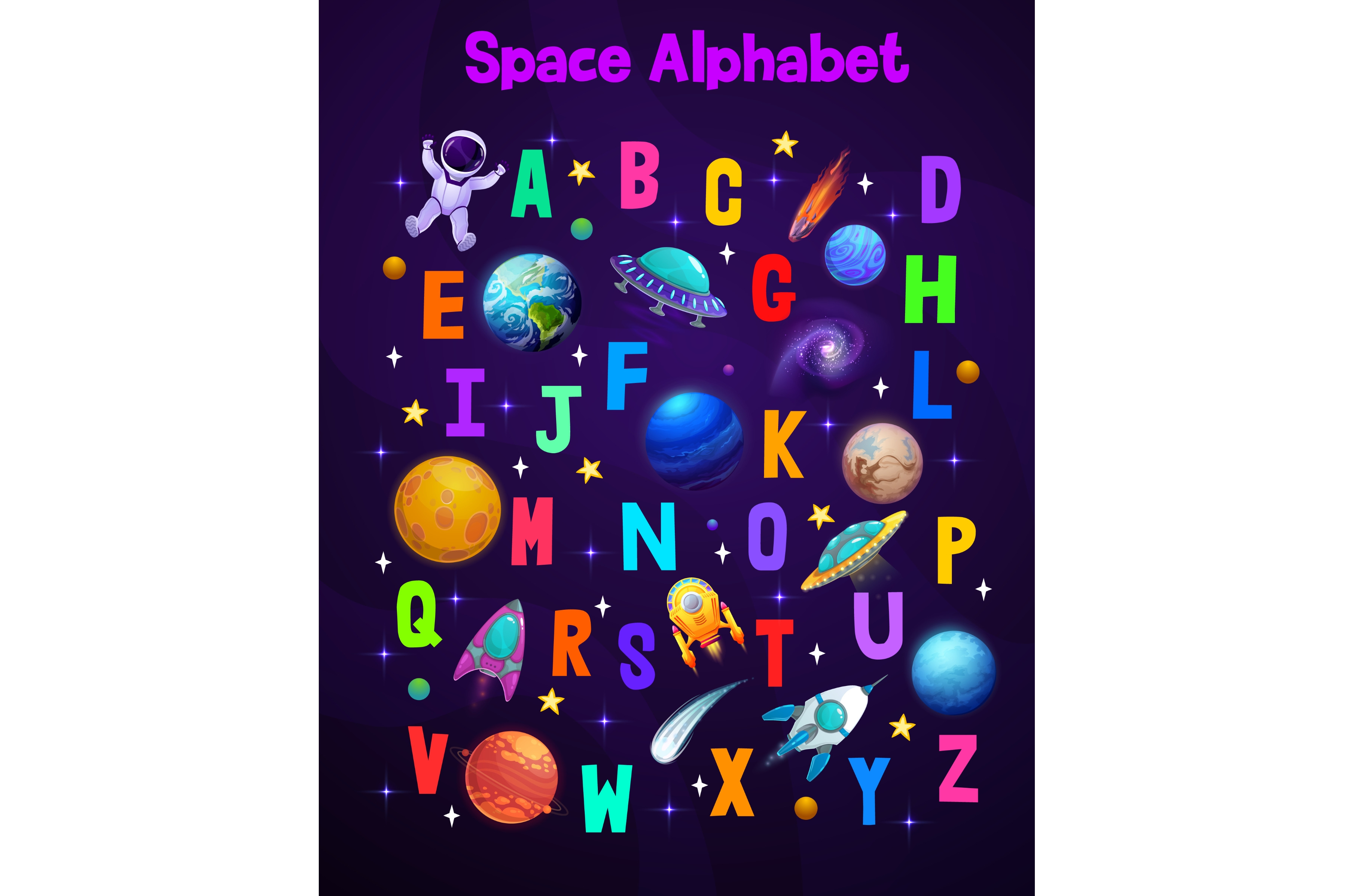 Cartoon space alphabet, an Illustration by Vector Tradition | Creative ...