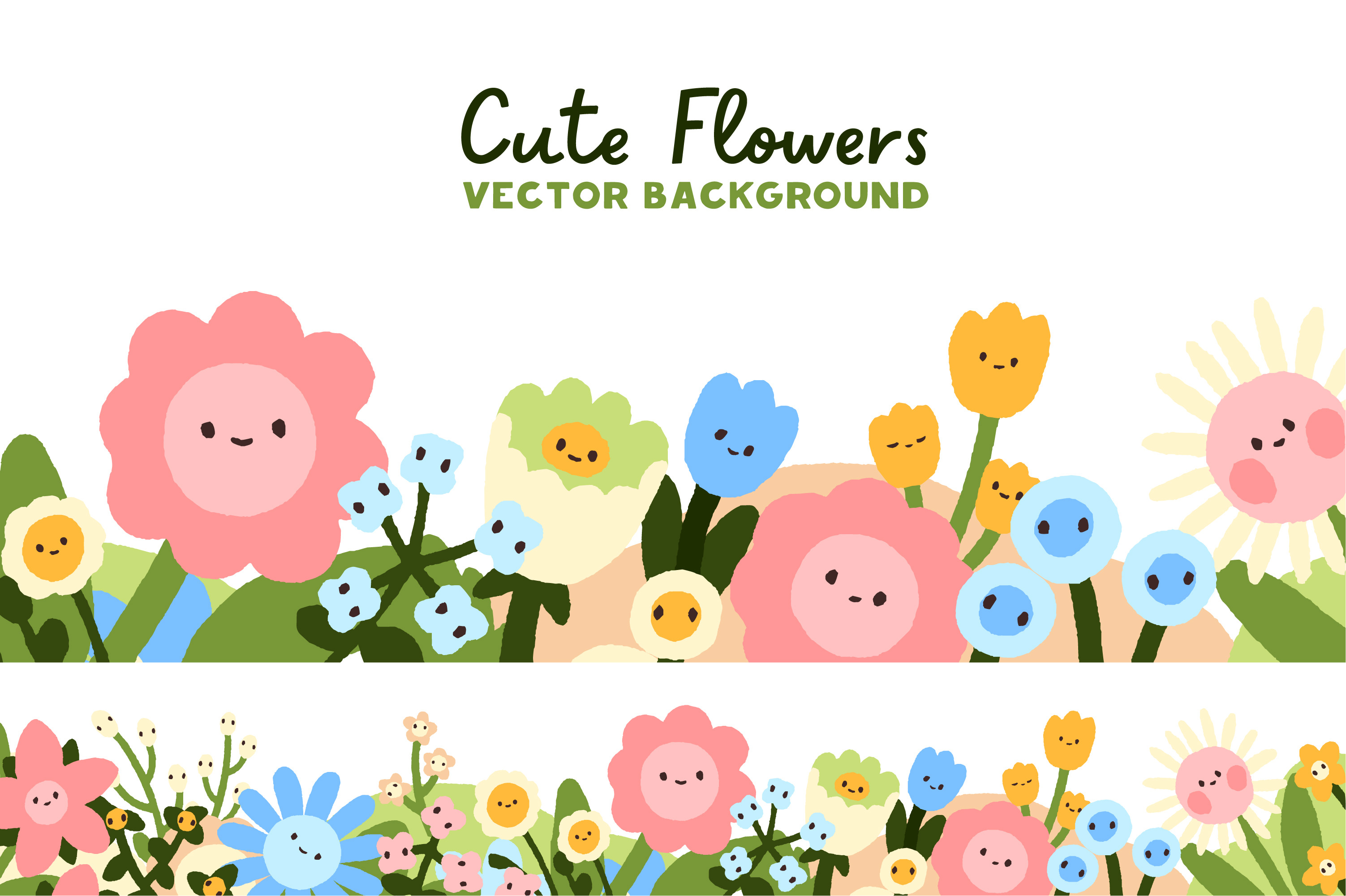 Cute kawaii flowers border, a Background Graphic by Good Studio