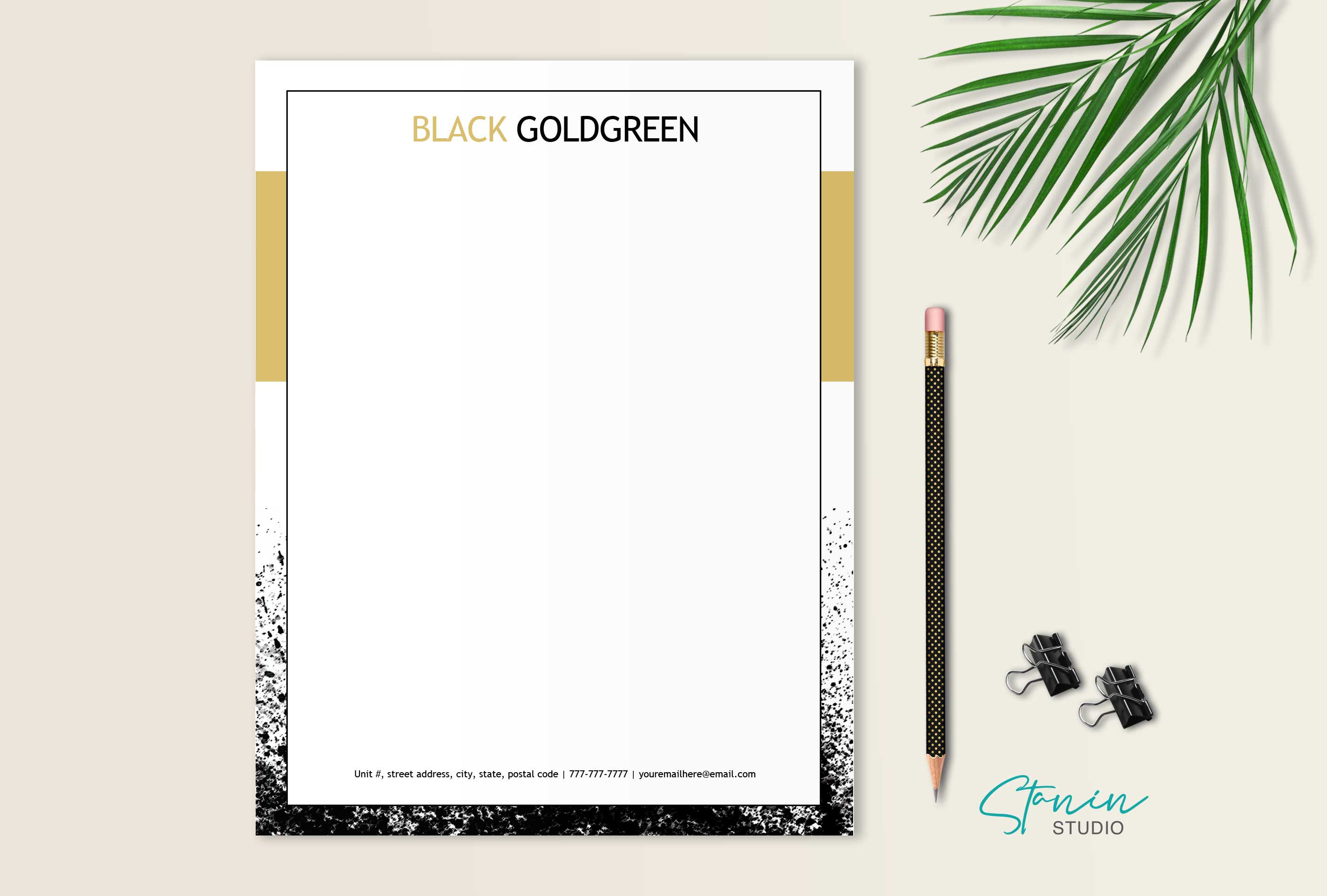 Black and Gold Letterhead Template, a Graphic by Stanin Studio ...