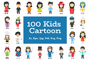 100 Kids Cartoon Characters Vector | Icons ~ Creative Market