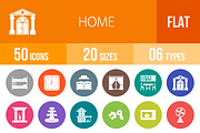 50 Home Flat Round Icons, an Icon by IconBunny