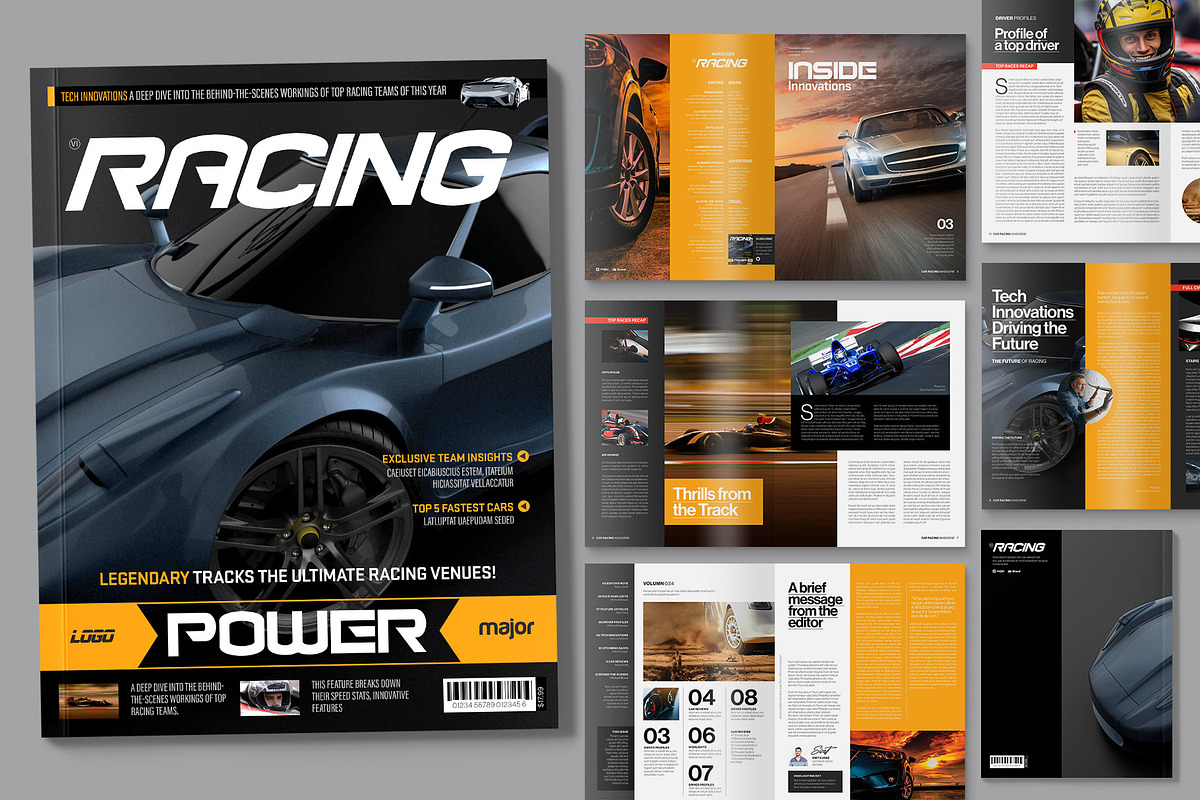 Car Racing Magazine Template, a Magazine Template by BrandPacks
