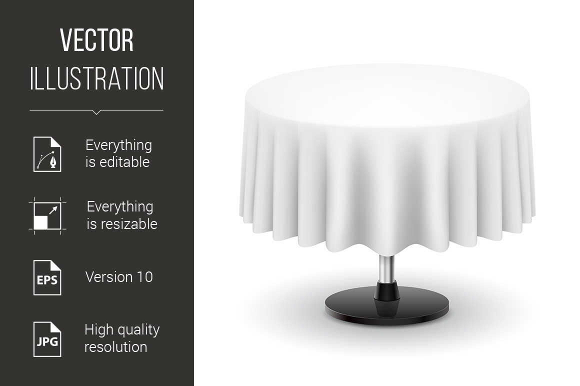Round table with white cloth., a Graphic by DvargShop | Creative Market