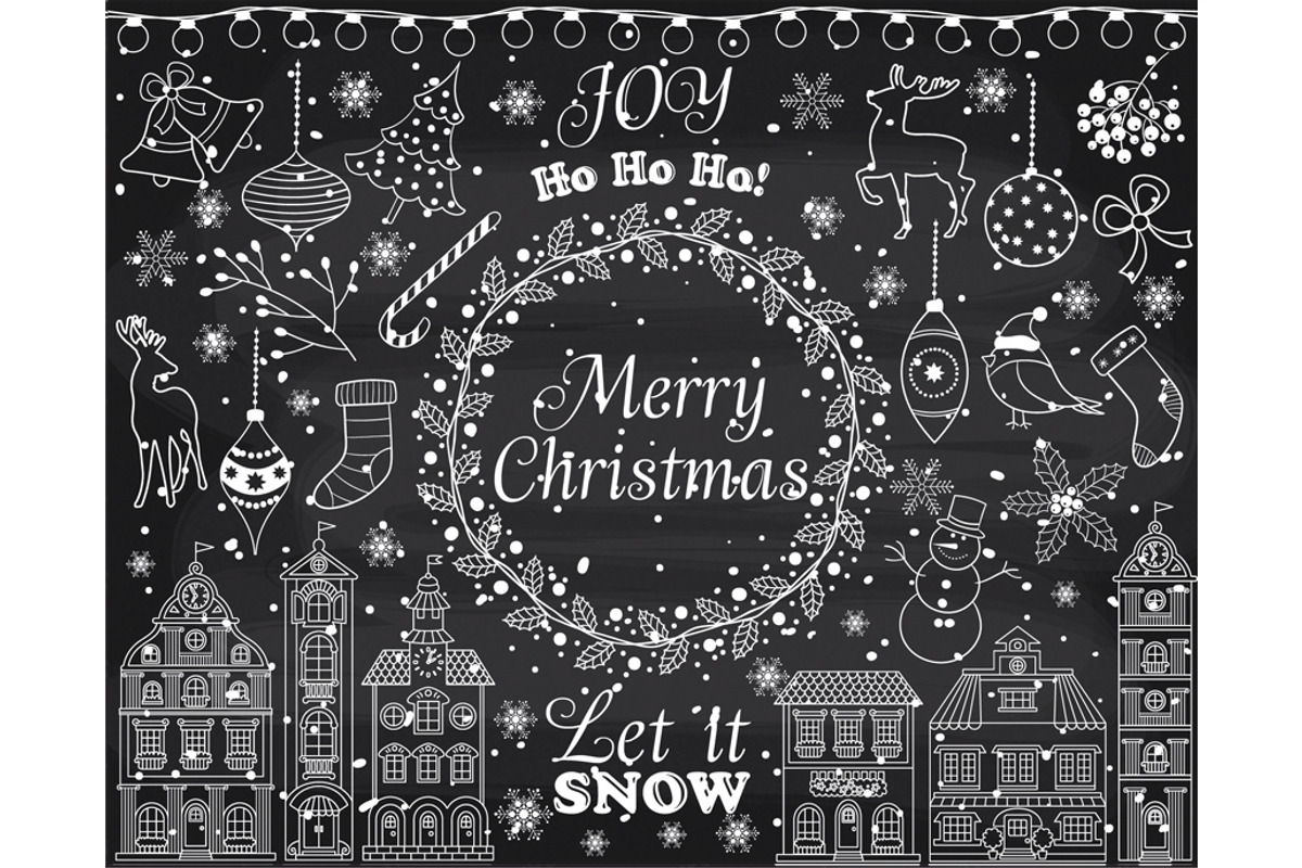 Vector Chalkboard Christmas, an Illustration by TheCreativeMill